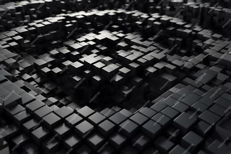 3d Render Dark Plastic Cubic Surface In Wave Motion Abstract 3d