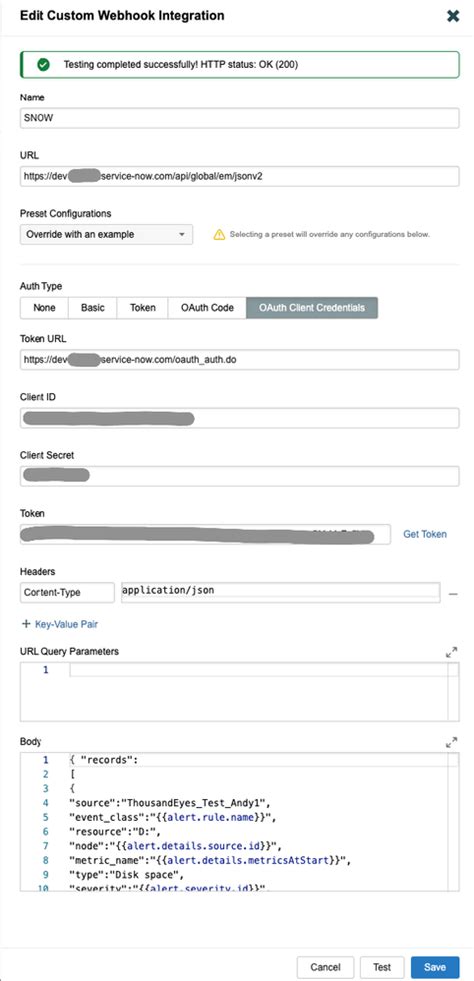 Configure Servicenow Event Alerts With Thousandeyes Custom Webhooks
