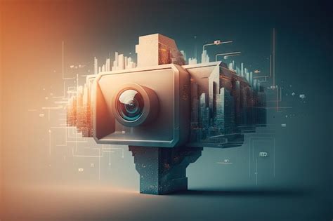 Premium Photo A Wall Mounted Modern Cctv Camera A Security Hud And