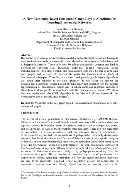 Pdf A New Constraint Based Compound Graph Layout Algorithm For Visualizing Biochemical Networks