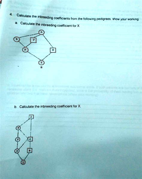 Solved Acalculate The Inbreeding Coefficient For X Bcalculate The Inbreeding Coefficient For X A