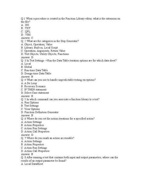 Qtp Questions Pdf C Programming Language Parameter Computer