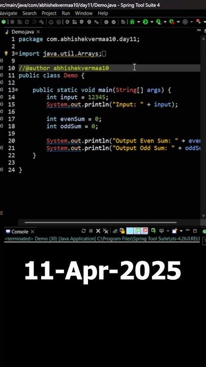 Day 101 Find Sum Of Even And Odd Digits Separately In A Number In Java Shorts Java Youtube