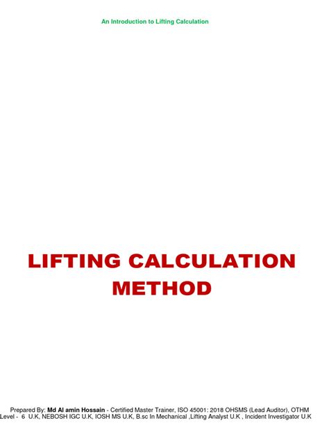 lifting calculation by al amin hossain download free pdf crane