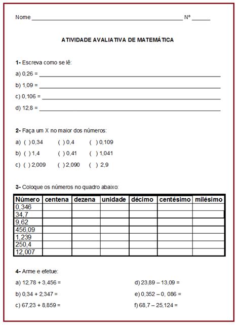 Jornal Ponto Com 30 Atividades De Matemática Para O 4° Ano Números