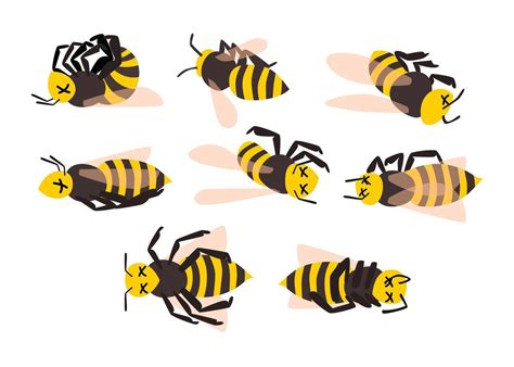 Illustration Of Dead Bees In Various Poses 69065422 Vector Art At Vecteezy