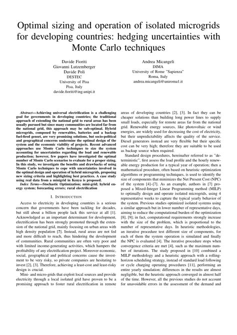 Pdf Optimal Sizing And Operation Of Isolated Microgrids For Developing Countries Hedging