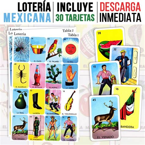 30 Mexican Loteria Cards Juego De Lotería Mexicana Hispanic