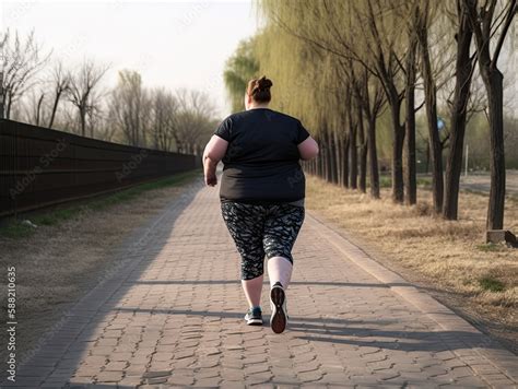Obese Woman Exercising Generated Ai Generated Ai Stock Illustration