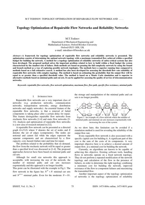 Pdf Topology Optimization Of Repairable Flow Networks And Reliability Networks