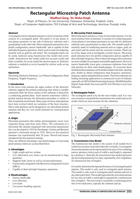 Pdf Rectangular Microstrip Patch Antenna