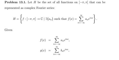 solved problem 13 1 let h be the set of all functions on
