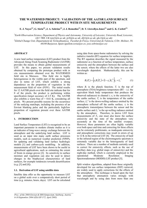 Pdf The Watermed Project Validation Of The Aatsr Land Surface