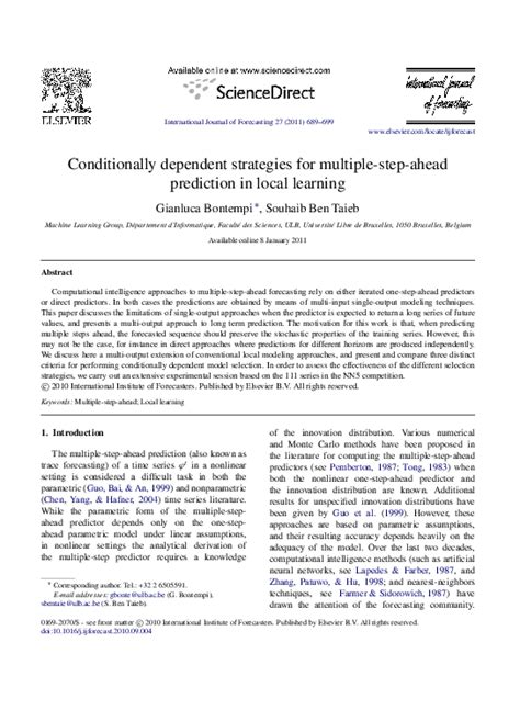 Pdf Conditionally Dependent Strategies For Multiple Step Ahead