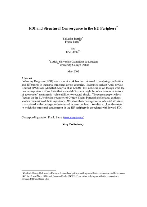 Pdf Fdi And Structural Convergence In The Eu Periphery