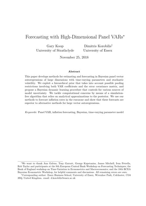 Pdf Forecasting With High‐dimensional Panel Vars