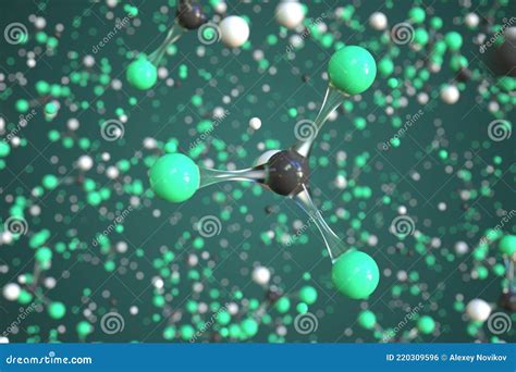 Molecule Of Chloroform Conceptual Molecular Model Scientific 3d Rendering Stock Illustration