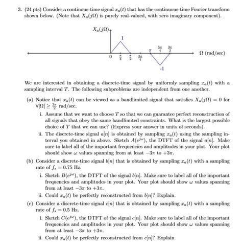 solved 3 24 pts consider a continous time signal xa t