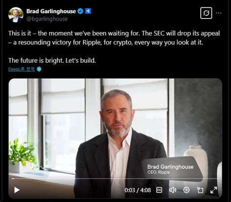 리플 Ceo 美 Sec 항소 취하할 것리플의 큰 승리 코인니스