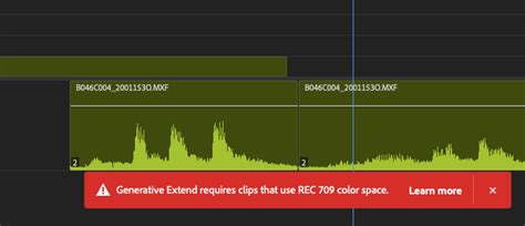 generative extend not working on rec 709 clip adobe community 15325391