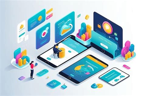 Mobile App Development Isometric Concept Premium Ai Generated Image
