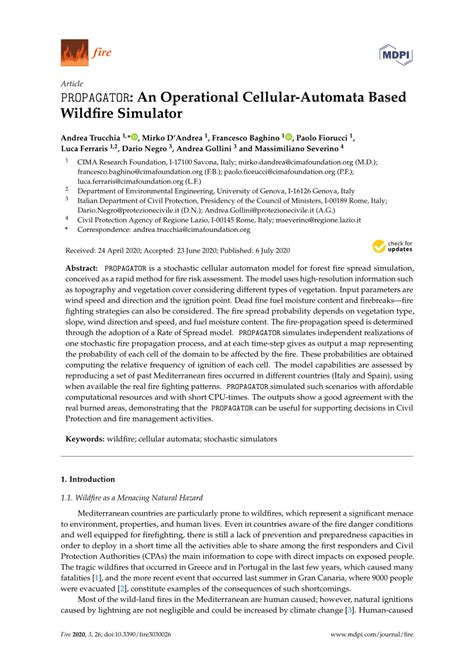 Pdf Propagator An Operational Cellular Automata Based Wildfire Simulator