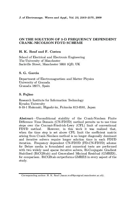Pdf 3d Crank Nicolson Finite Difference Time Domain Method For