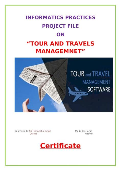Docx Informatics Practices Project On Tour And Travels Dokumentips