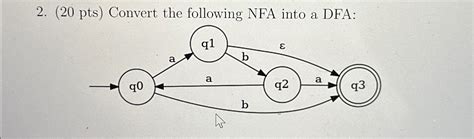 solved 20 ﻿pts ﻿convert the following nfa into a dfa