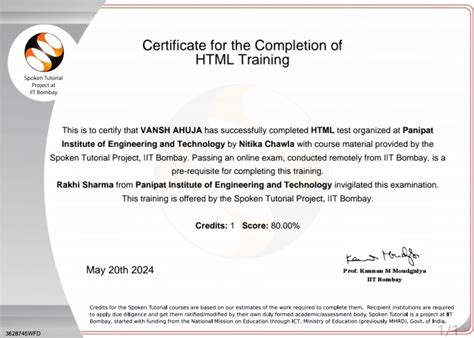 Vansh Ahuja On Linkedin Iitbombay Html Spokentutorial Achievement Webdev Codelife Programmer