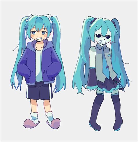 Hatsune Miku And Sans Vocaloid And More Drawn By Kira Marshukitty Danbooru