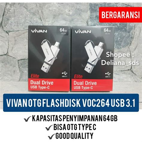 Jual Vivan OTG Flashdisk VOC264 64GB Garansi Resmi 1 Tahun Vivan OTG Tipe C 64GB Vivan OTG Type