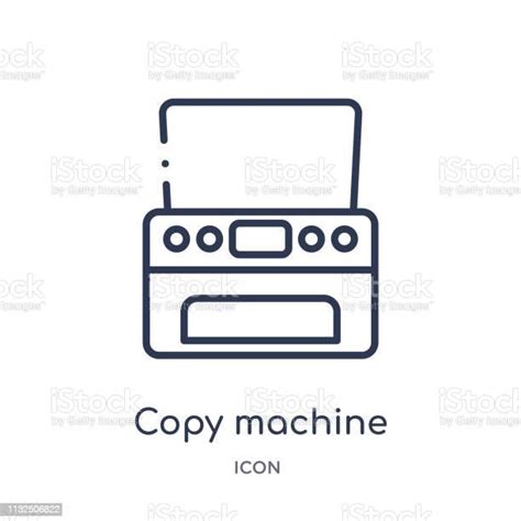 전자 장치 개요 컬렉션에서 선형 복사 기계 아이콘입니다 얇은 라인 복사 기계 벡터 흰색 배경에 고립입니다 복사 기계 유행 그림 0명에 대한 스톡 벡터 아트 및 기타 이미지