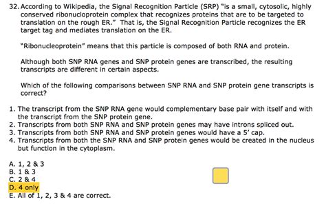Solved According To Wikipedia The Signal Recognition