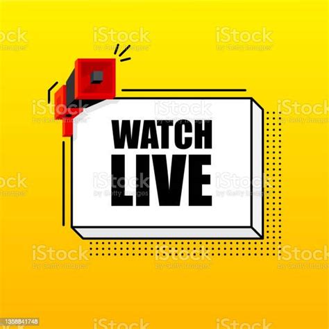 라이브 배너 템플릿을 시청합니다 메가폰을 사용한 마케팅 전단지 등분 및 픽셀 스타일 소매 프로모션 및 공지를 위한 템플릿입니다