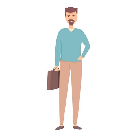 Premium Vector Teacher With Case Icon Cartoon Vector Male Character