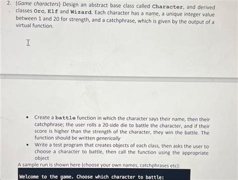 solved game characters design an abstract base class