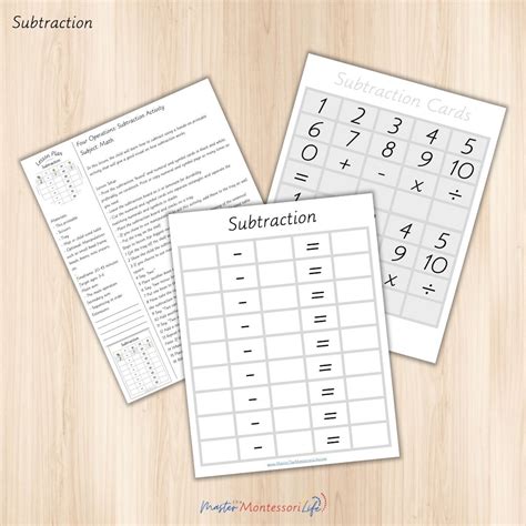 Montessori Math Four Operations Subtraction Lesson Plan Master The
