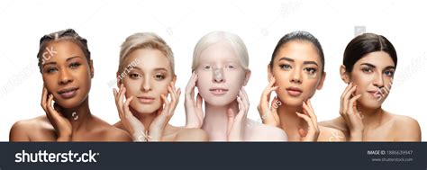 다민족 아름다움 다른 민족성 백인 배경에 스톡 사진 1886639947 Shutterstock