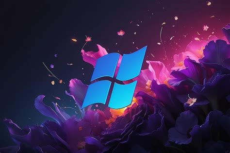 Windows 11 обои с цветущим и светящимся логотипом Премиум Ai сгенерированное изображение