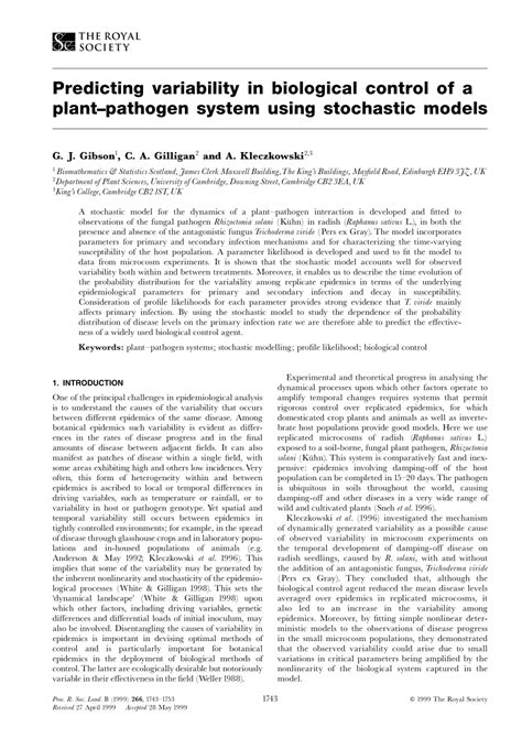 pdf predicting variability in biological control of a plant—pathogen system using stochastic