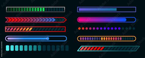 Loading Progress Or Status Bar Vector Icons Futuristic Digital Interface Of Head Up Display