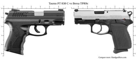 Taurus Pt 838 C Vs Bersa Tpr9c Size Comparison Handgun Hero