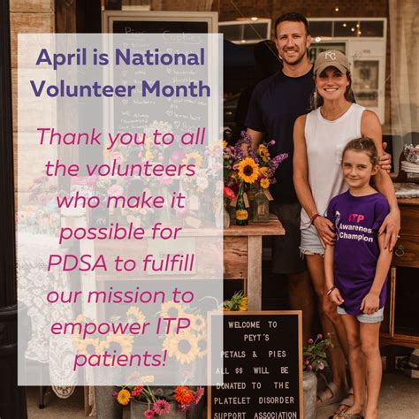 Platelet Disorder Support Association Pdsa On Linkedin April Is National Volunteer Month
