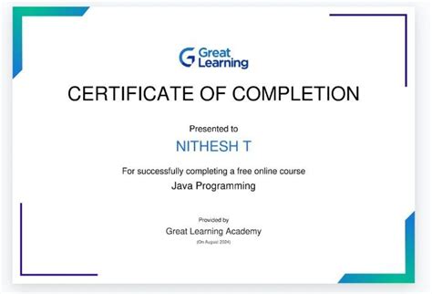 Nithesh Thangavel On Linkedin Java Programming Greatlearningacademy