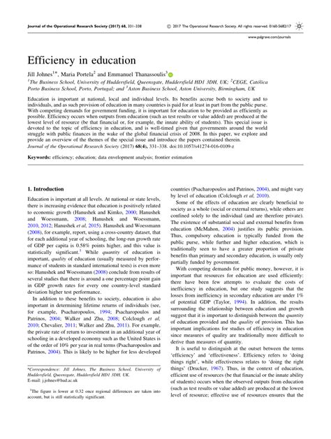 Pdf Efficiency In Education