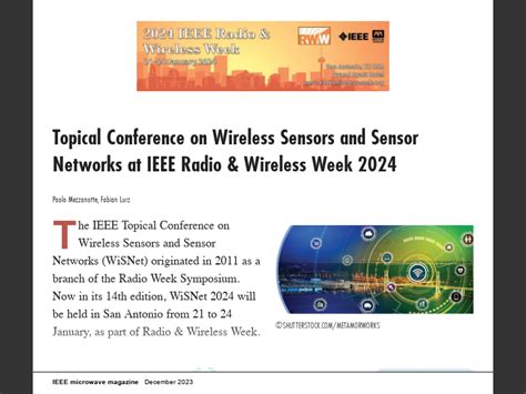 Ieee Microwave Magazine December 2023topical Conference On Wireless Sensors And Sensor Networks