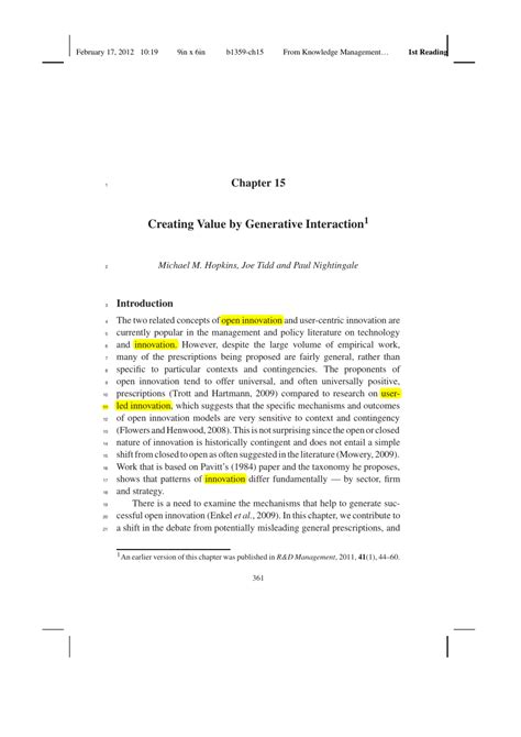 Pdf Creating Value By Generative Interaction 1 Assessing