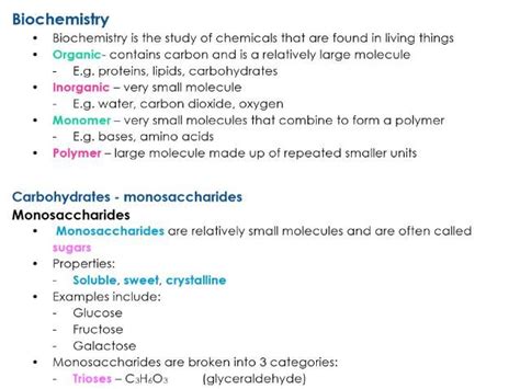 AQA A Level Biology CARBOHYDRATES Notes For NEW SPEC Teaching Resources