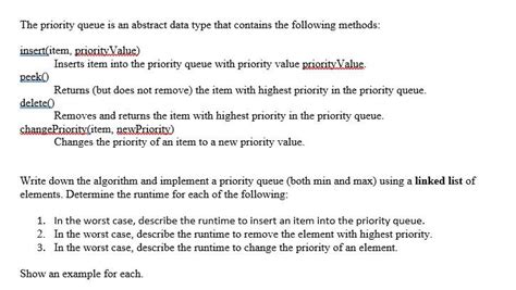 Solved The Priority Queue Is An Abstract Data Type That